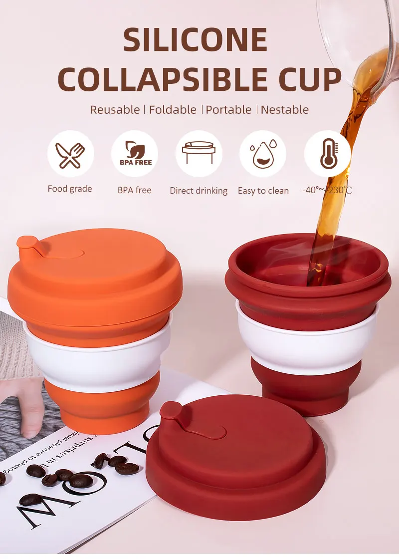 Eco-friendly Silicone Coffee Cup Set - Collapsible & BPA Free