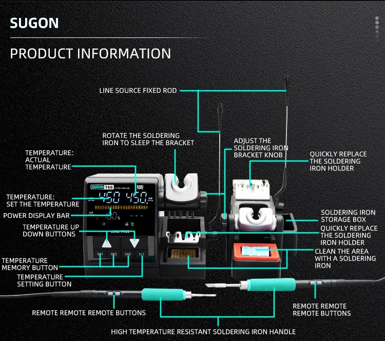 Sugon T60 Soldering Station - Adjustable Temperature & Air