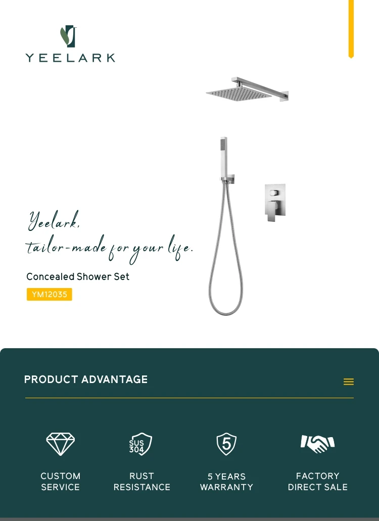 Brushed Concealed Shower Set Hidden Embedded Boost Nozzle Hotel ...