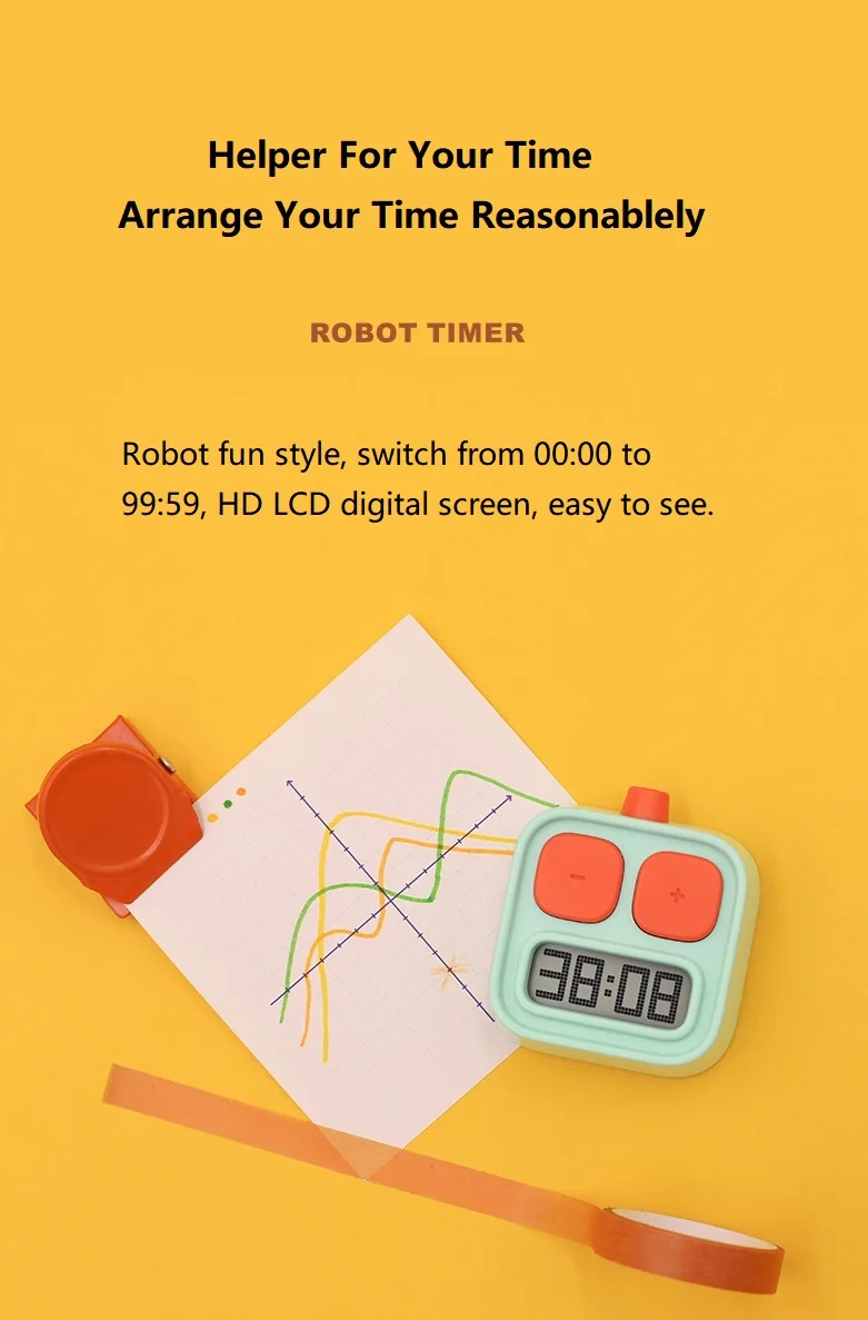 Robot Shape Kids Magnetic Countdown Sports Kitchen Games Pomodoro Study ...