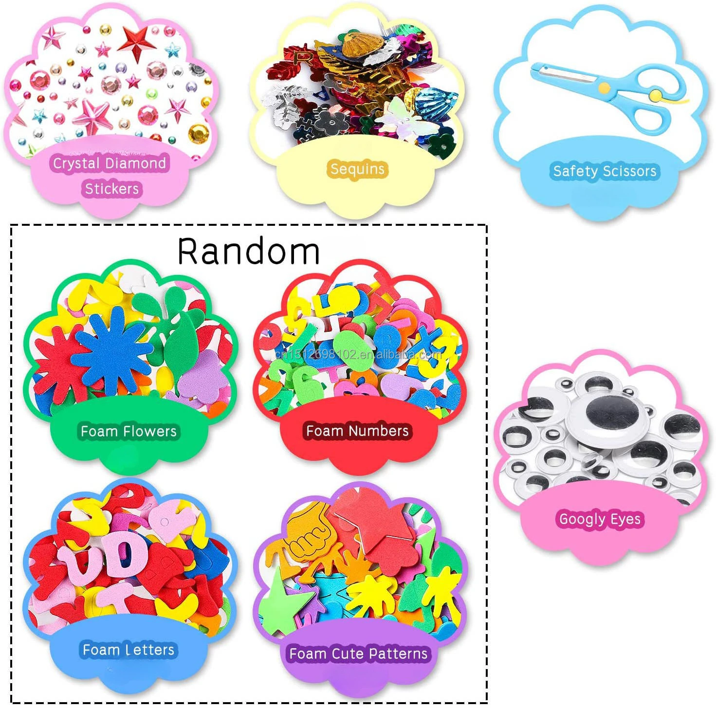 Wholesale Pom Poms Foam Sequins Button Googly Eyes Early Education ...