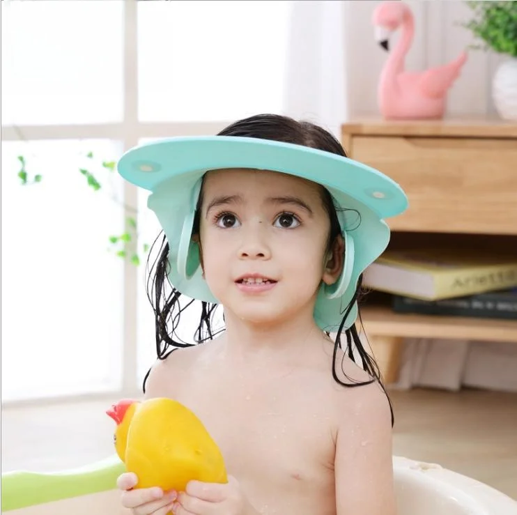 Cute Baby Shower Cap Silicone Shower Visor Bathing Hat Ear Eye ...