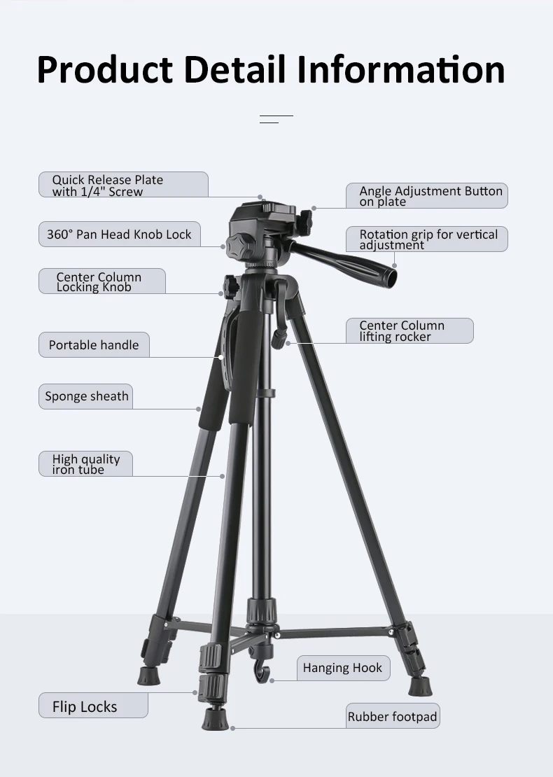 Hot Sell 360t Video Studio Shooting Live Camera Tripod Universal Camera ...