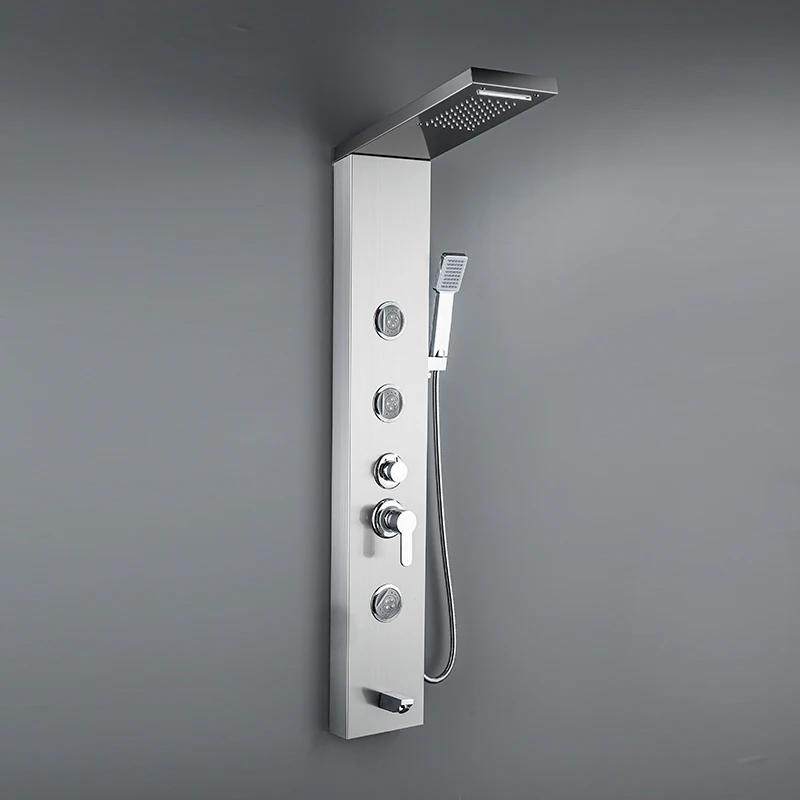Modern Shower Set Wall Mounted Stainless Steel Tap Bathroom Taps Brass