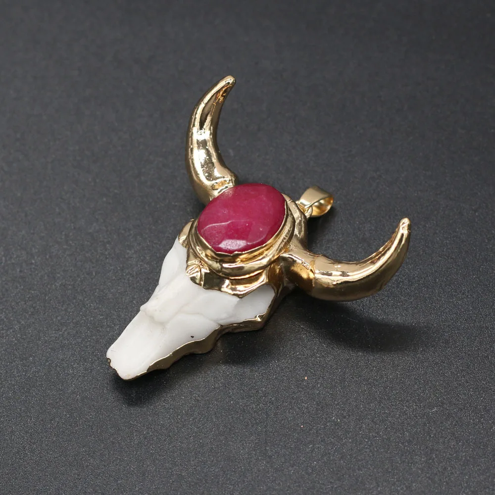 Popular Jewelry Animal Head Pendant Resin Gold Bull Head Pendant Hiphop ...