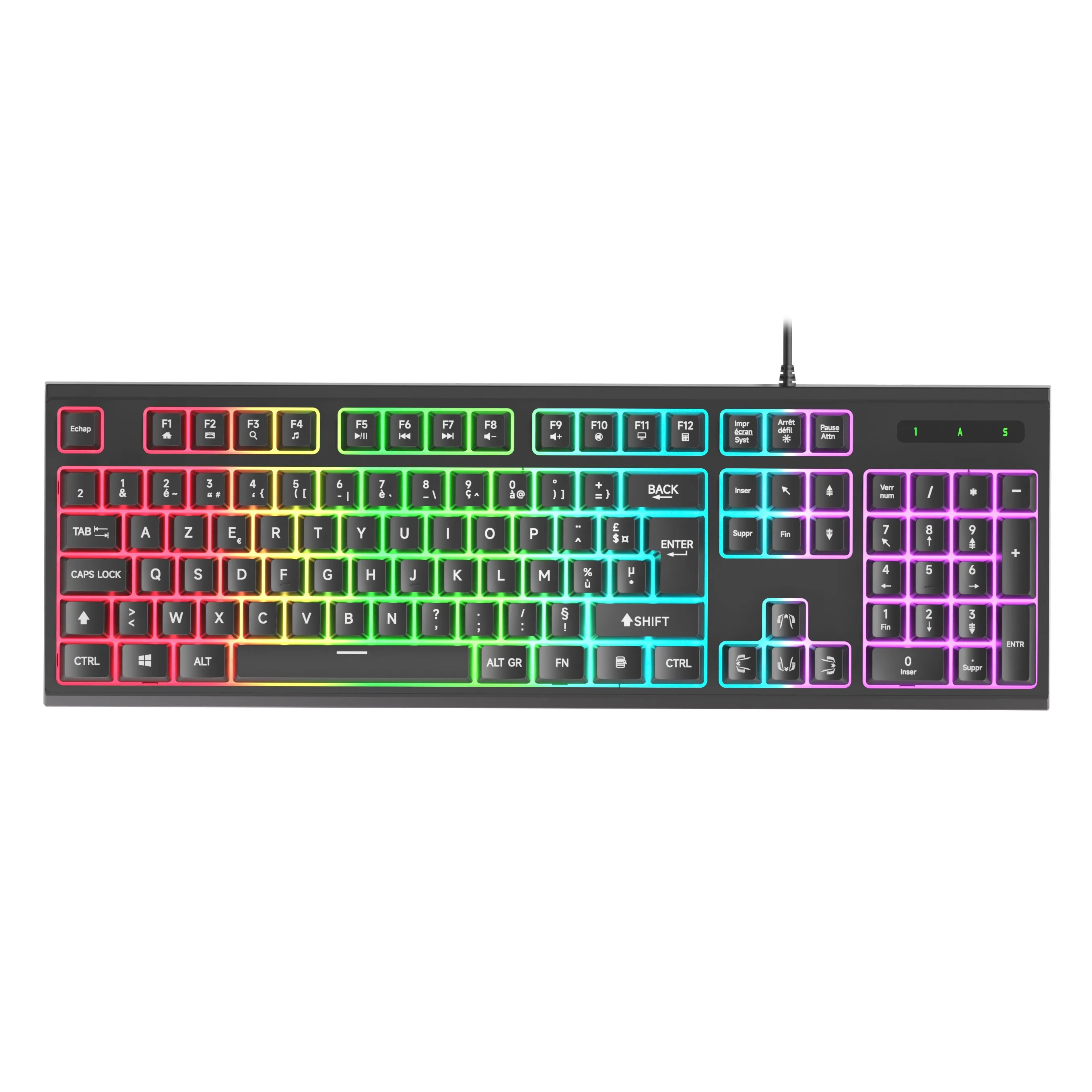 Custom Logo AZERTY French Layout RGB Keyboard Ergonomic Led Backlit Usb ...