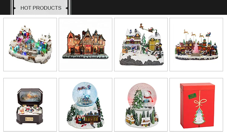 Animated Polyresin Christmas Led Village Model With Moving Gifts ...