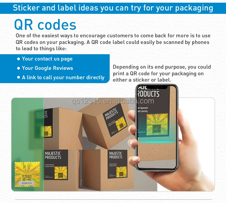 Custom Permanent QR Code Hologram Sticker Holographic Paper Vinyl ...