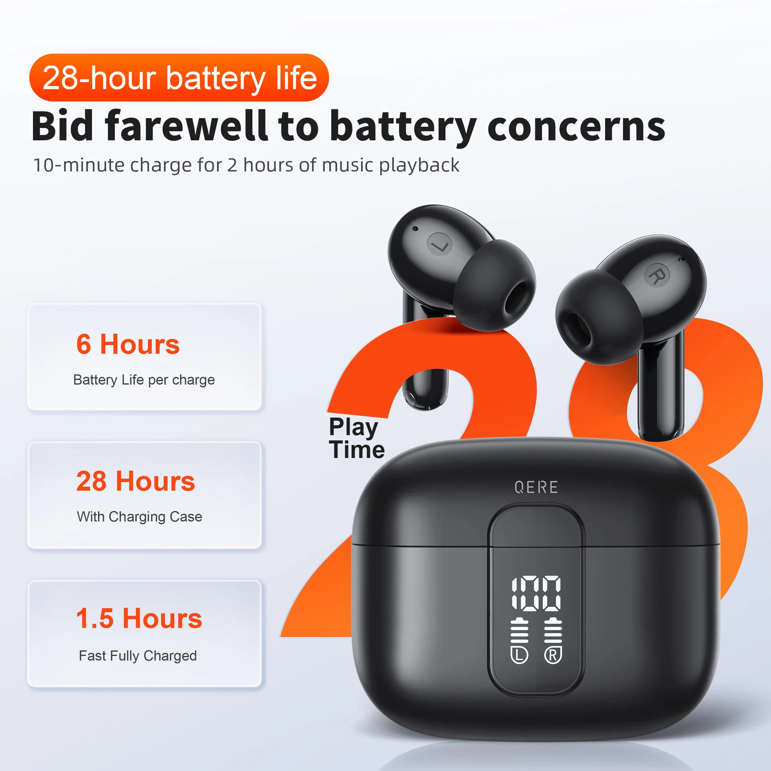 QERE E50 TWS Headphones - Superior Sound & Noise Cancellation