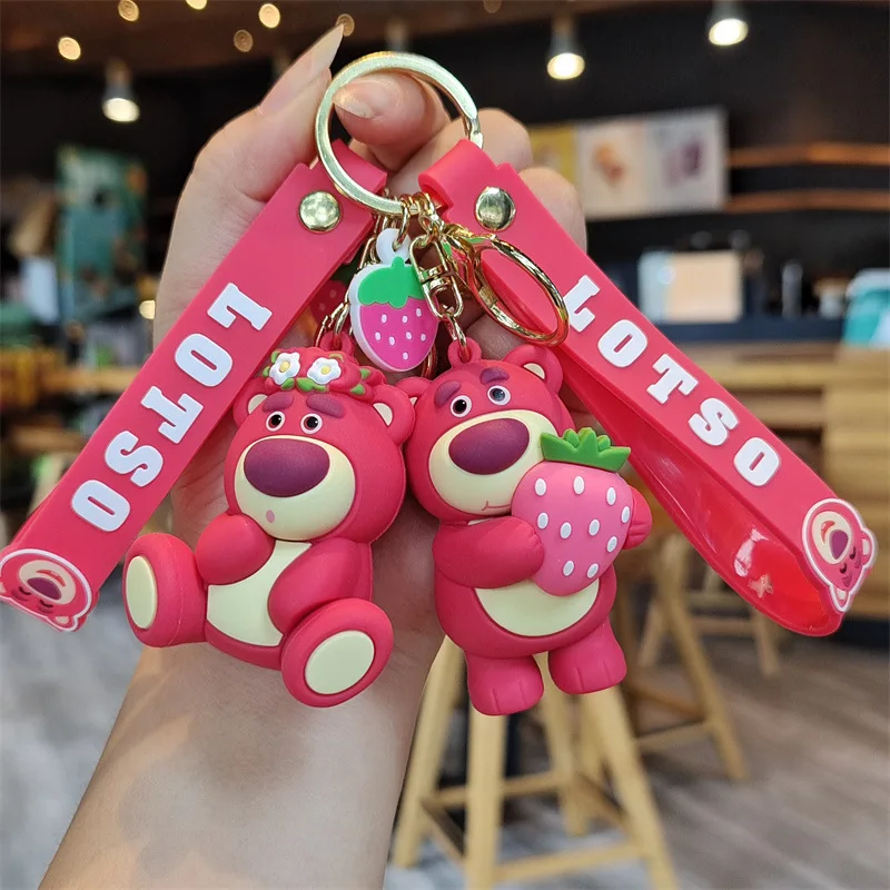 3d Soft Rubber Key Chain Kids Gift Lovely Cartoon Strawberry Bear ...