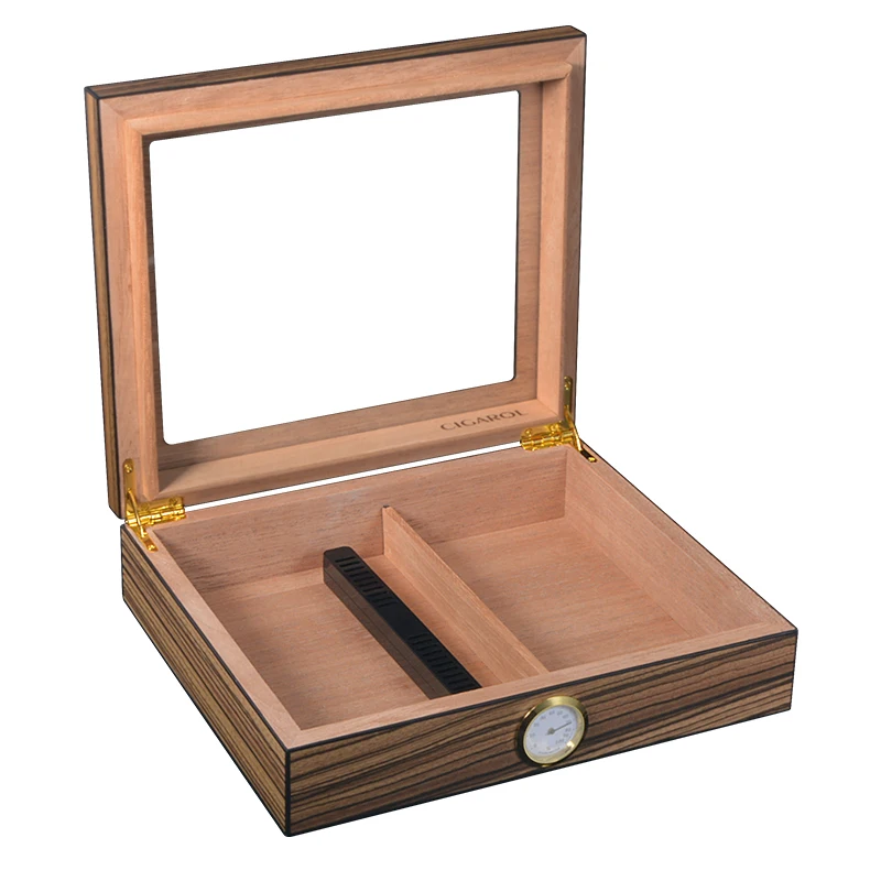 Customized Wooden Cigar Humidor Box With Lid With Humidor Hygrometer ...