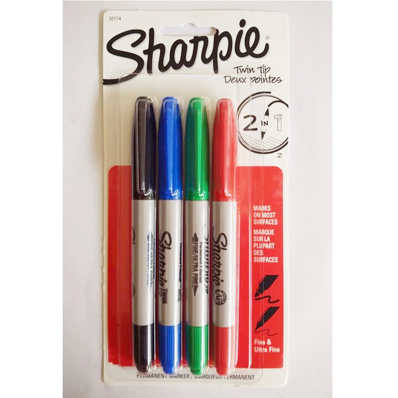 4 Colors Sharpie 32000 Fine Marker Pen Twin Tip Markers Quick Dry Ink ...