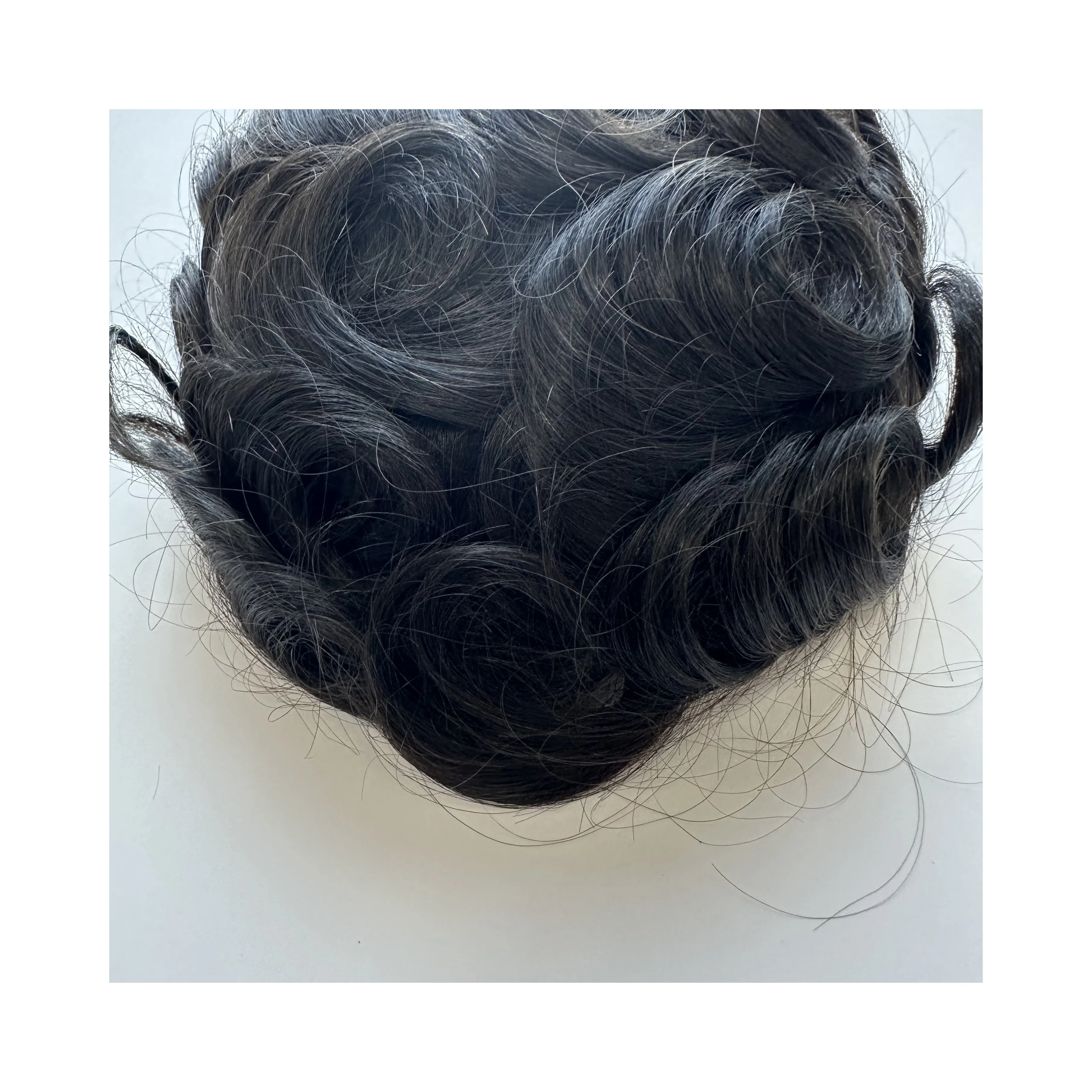 Men's Toupee Factory Stock 100% Human Hair Full Hand Made Hair 1B# 7*9 ...