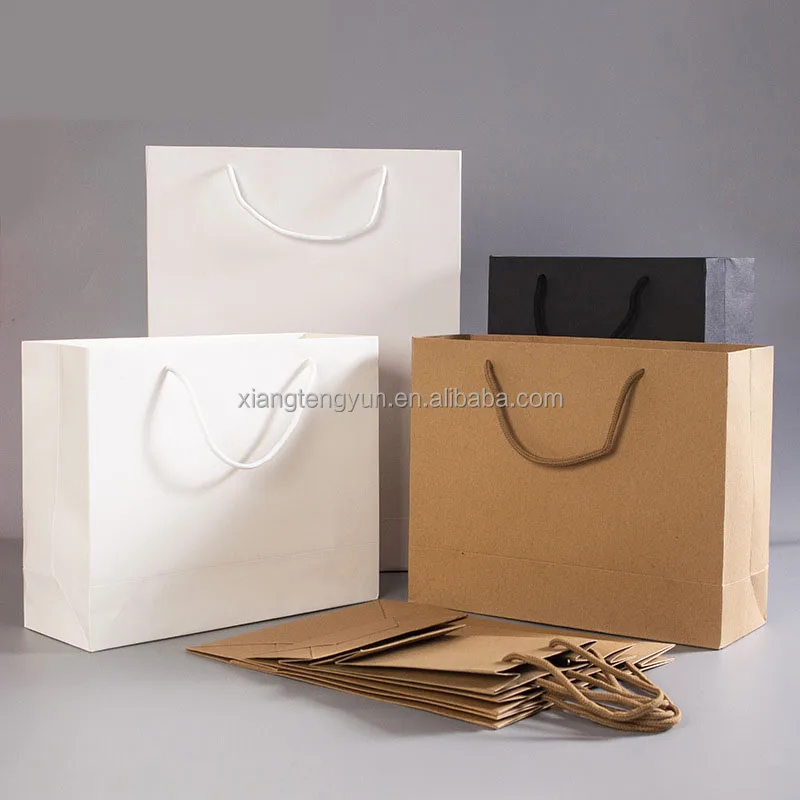 Custom Printed Paper Bags Cardboard Luxury White Kraft Paper Gift Bag ...