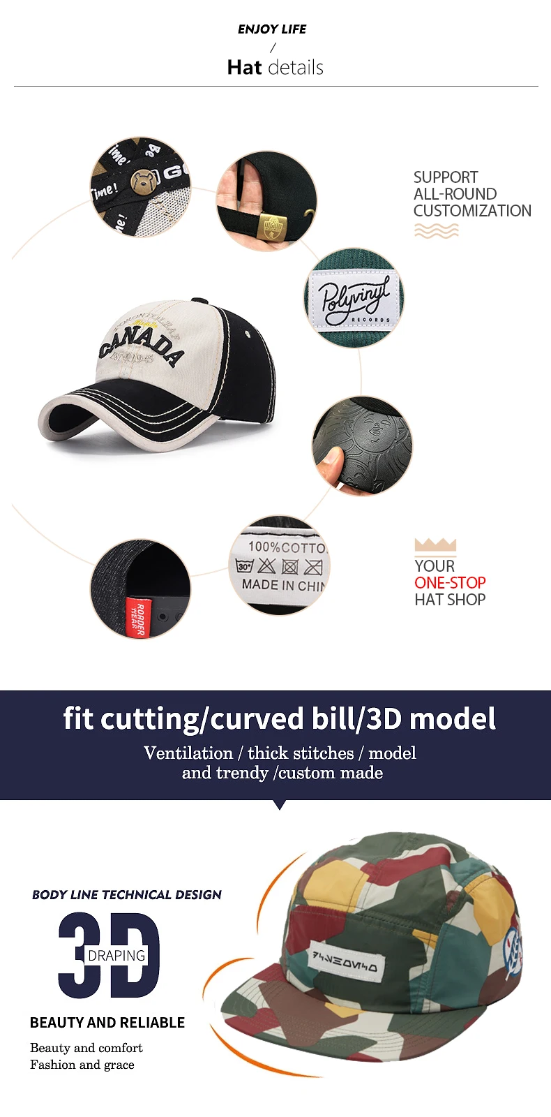 Custom Non-waterproof Snapback Melin Trenches Hydro Waterproof Baseball Sports Golf Outdoor 7 ...