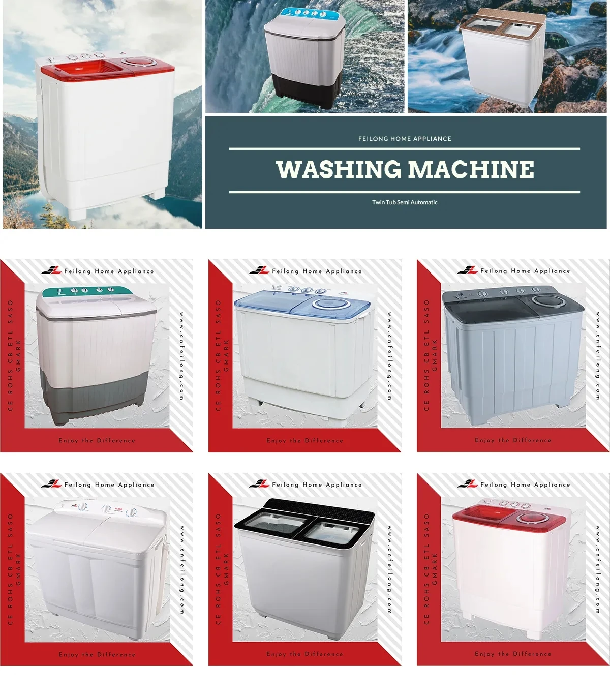 7.5kg Glass Cover Twin Tubs Washing Machine With Semi Automatic - Buy ...