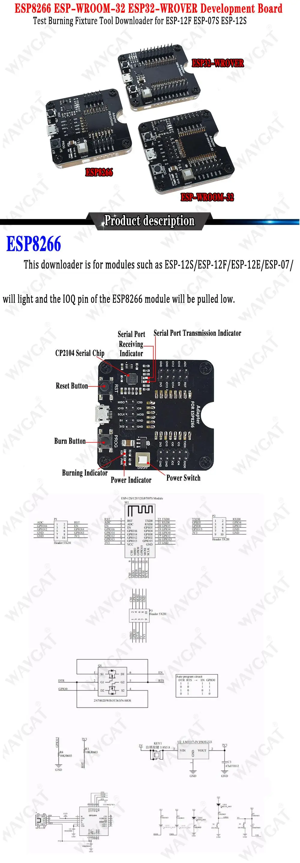 ESP8266 ESP32 ESP-WROOM-32 ESP32-WROVER Development Board Test Burning ...