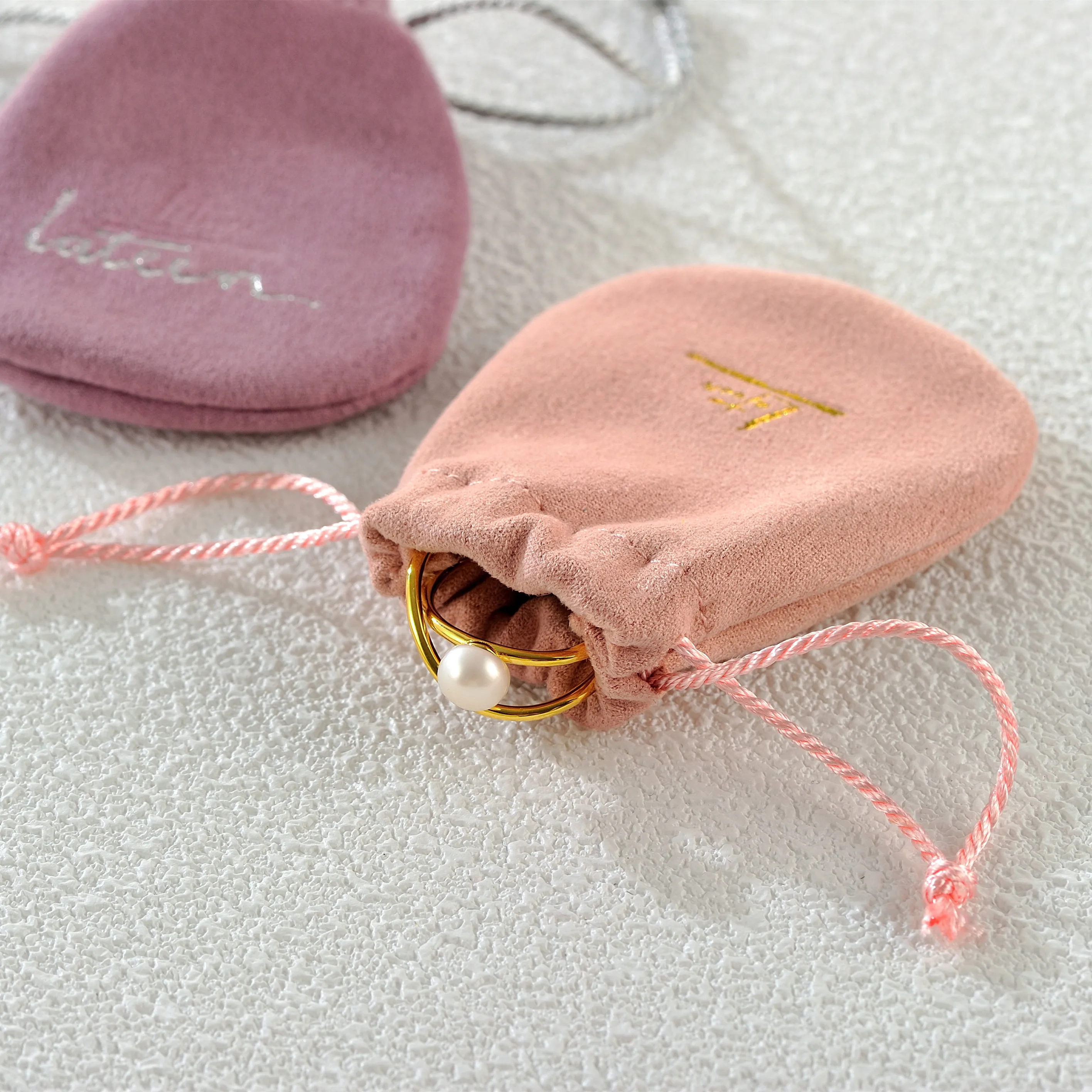New Arrival Ribbon Embroidery Pouch Small Mini Velvet Suede Jewelry ...