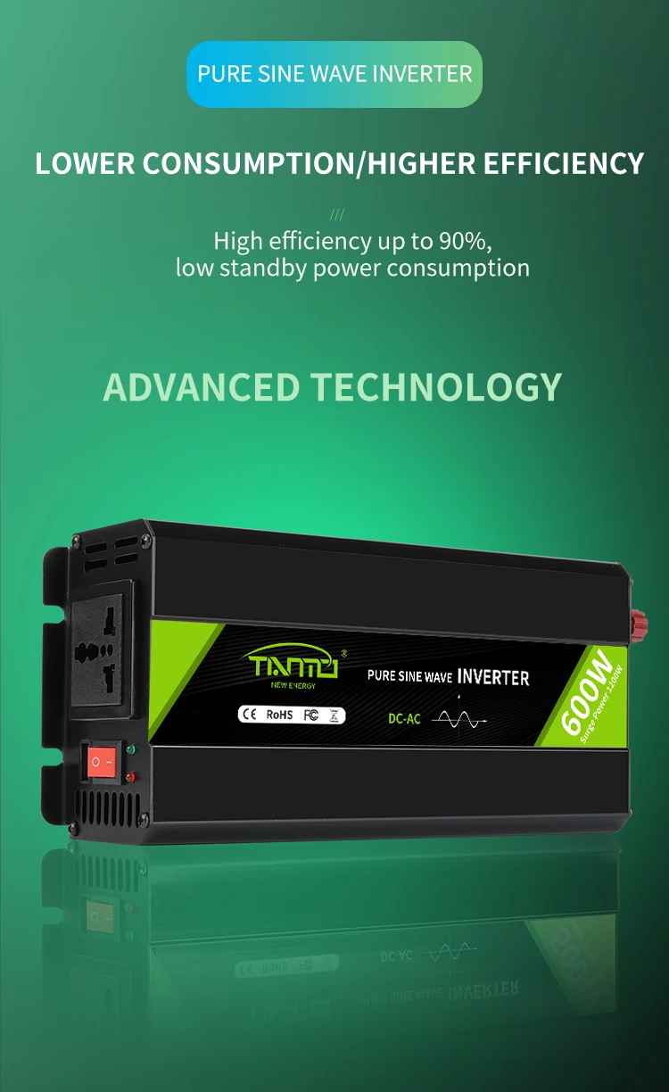 Tianmo Off Grid 600W Pure Sine Wave Power Inverter 12v 24v 48v DC to AC ...