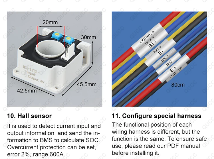 Qucc 6s 8s 500a Relay Smart Bms 24v Uart Bt Rs485 Can Precharge Battery ...