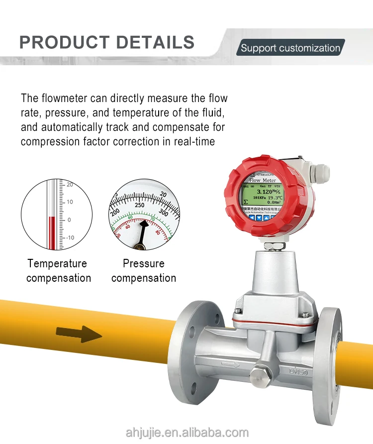 Intelligent 4-20mA Industrial Gas Digital Display RS485 Precession Vortex Flow Meter| Alibaba.com