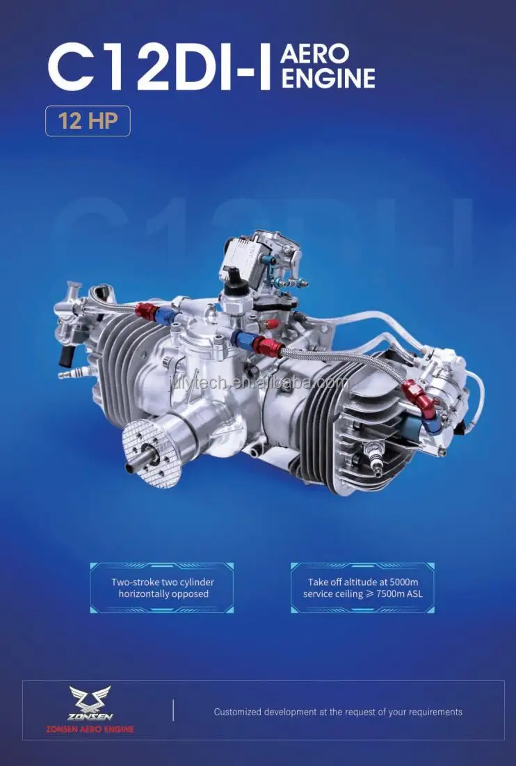 12hp Zonsen Aero C12di Aircraft Engine Two Stroke Gasoline Engine Ecu ...