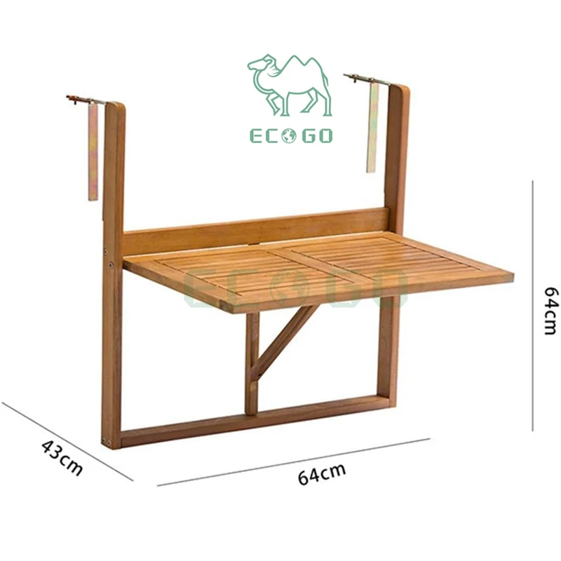 Wooden Hanging Balcony Table Balcony Deck Table 25x17 Inches Foldable ...