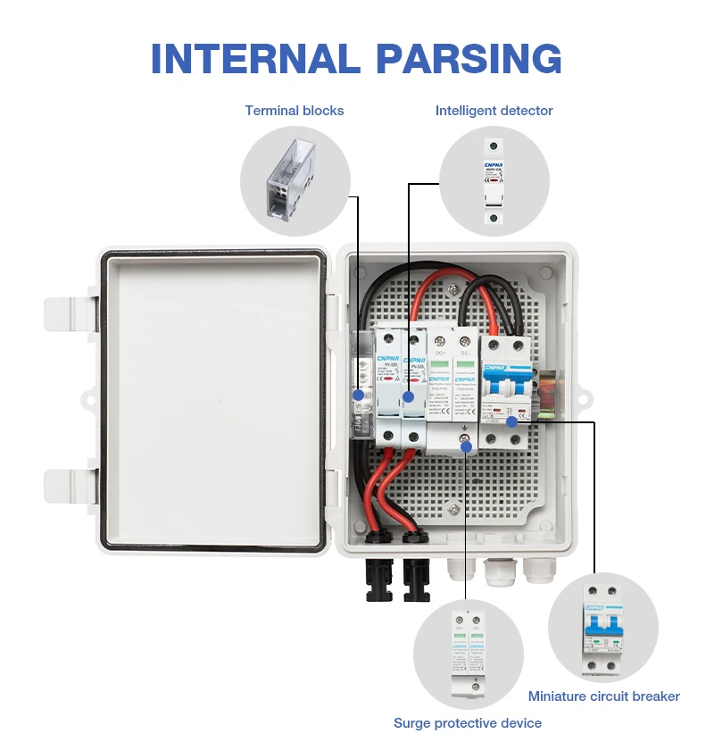 Smart Combiner Box For Solar Panel 2in 1out Ip65 Plastic Pv Combiner ...