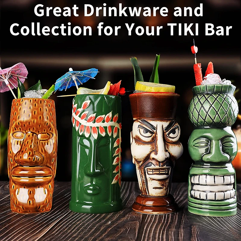 Custom Unique Fun Multi Style Hawaiian Grand Tiki Cup Cocktail Glasses ...