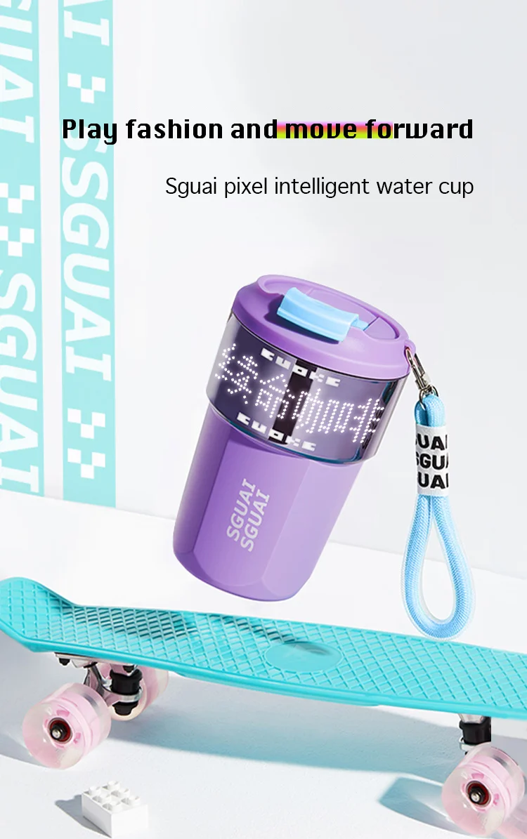 Sguai Smart Thermos Female 316 Stainless Steel Coffee Portable Accompanying Pixel Water Cup For ...