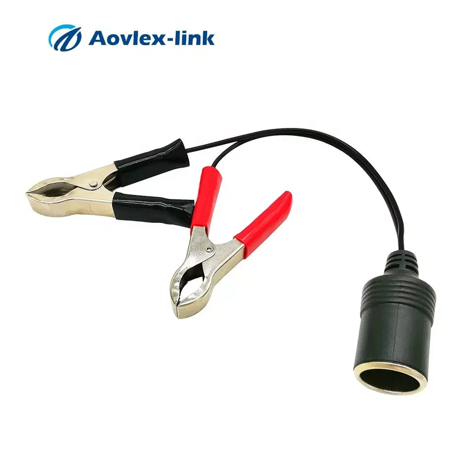 Car Battery Alligator Clips 12v Dc Cigarette Lighter Socket Adapter ...