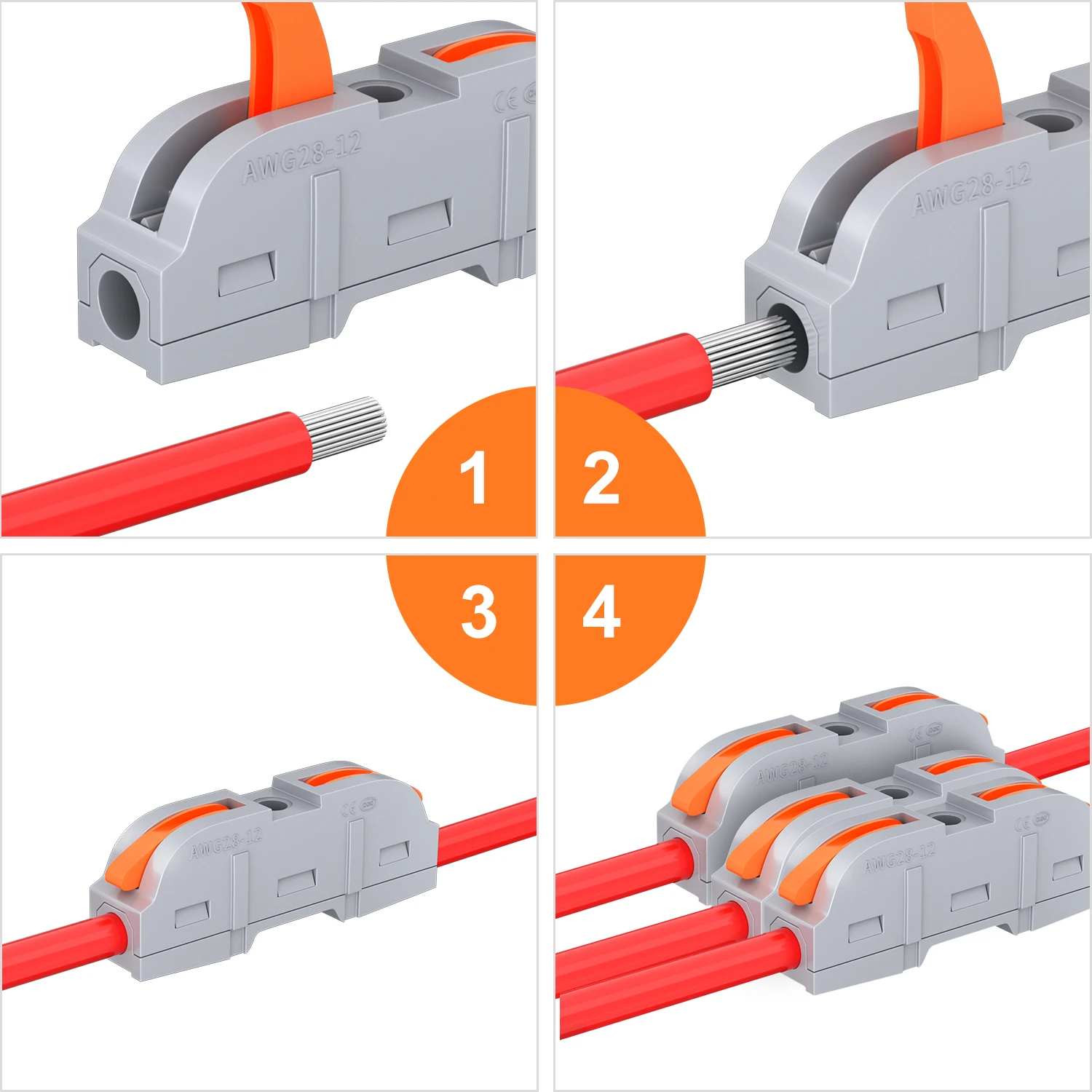 60PCS Push in Wire Connector - 1 to 1 Inline Quick Splice