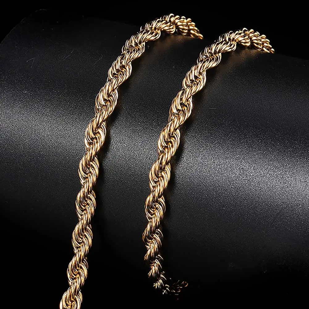 NUOYA 6mm Iced Out Clasp Rope Chain - 18k Gold Plated