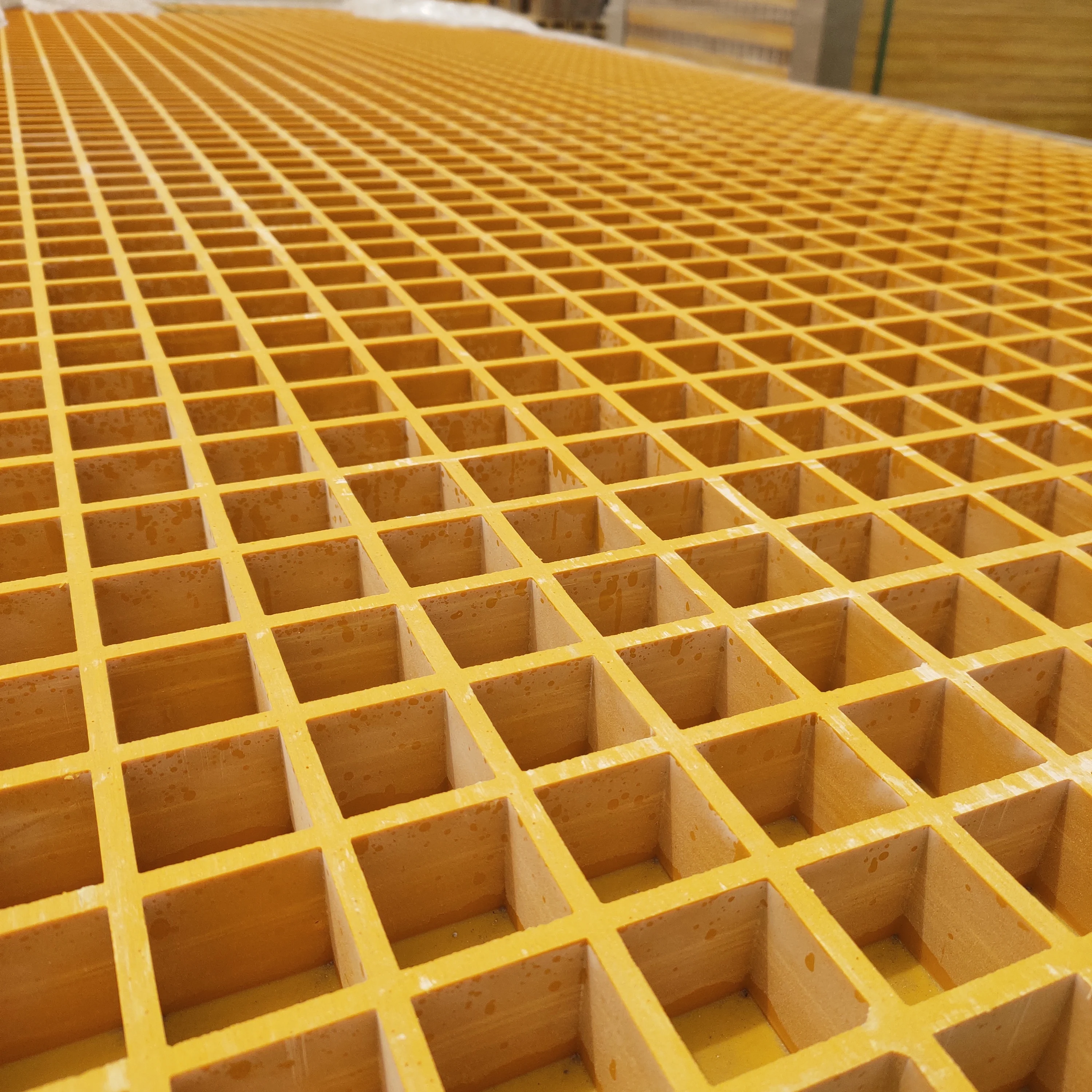 38x38x25mm Yellow Color Fiberglass Grating/anti slip Long Lasting FRP ...