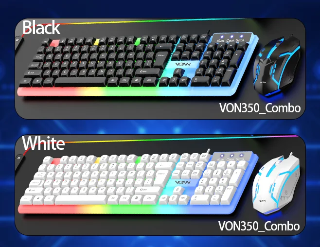 RGB Wired Keyboard and Mouse Kit - VON350 Gaming Combo
