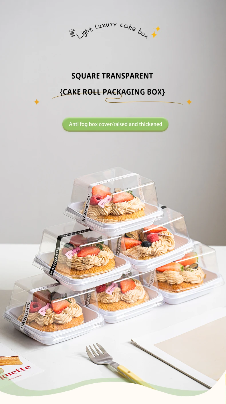 Transparent Disposable Food Clear Plastic Square Cake Boxes Mini ...