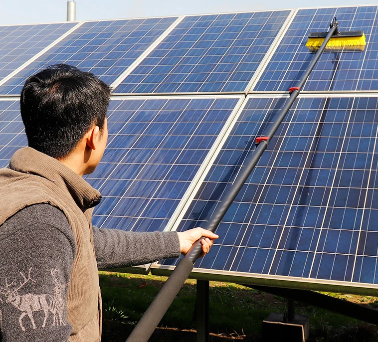 Retractable Solar Panel Cleaning Kit with Robot Brush & Customizable Sizes