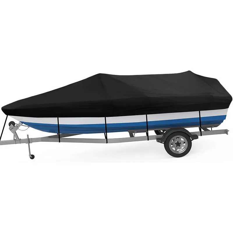 All-weather Black Boat Cover For 17-19ft Long 96in Wide V-hull ...