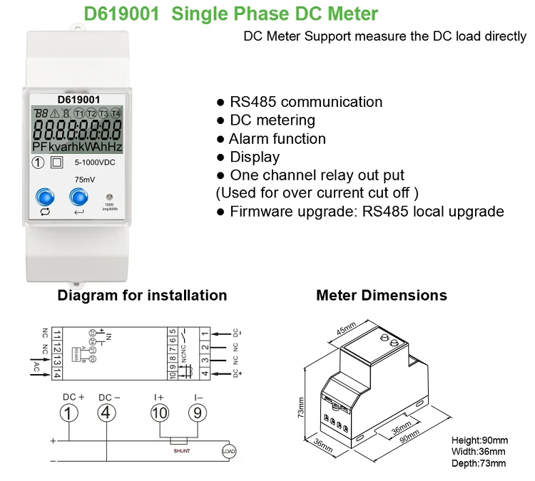 Ytl Dc Meter Dem2d Series 75mv Din-rail 1p 2w Double Channels Ce Dc ...