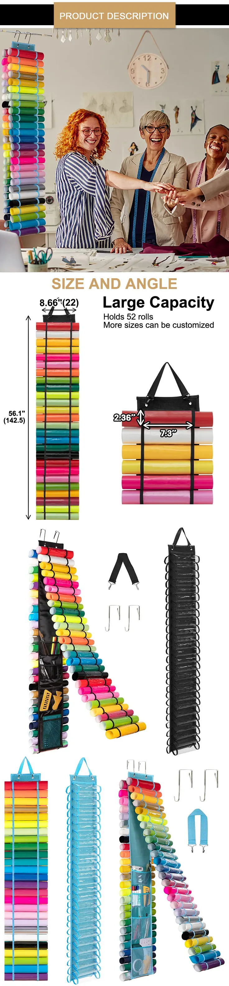 Wall Mount Vinyl Roll Storage Rack Craft Collapsible Vinyl Organizer Wrap Organizer With 24
