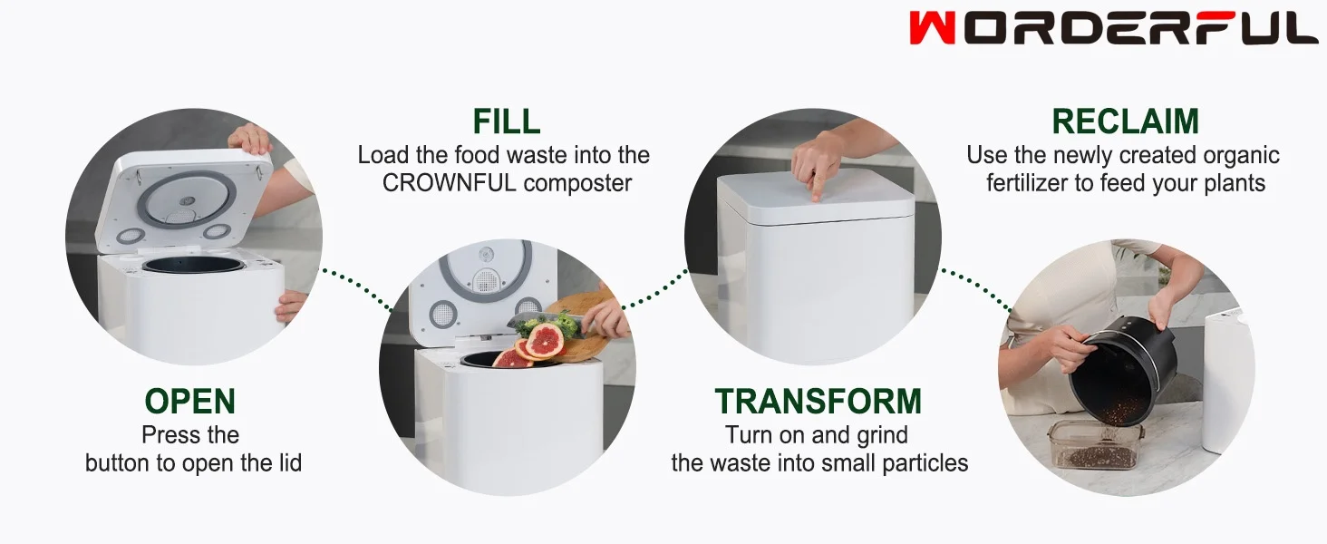 Electric Smart Food Waste Composter Turn Waste To Compost With A Single ...