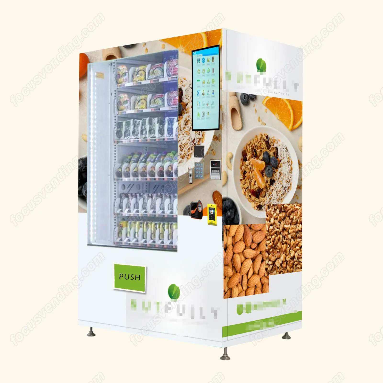 Large Touch Screen Snakes Nut Cereal and Drinks Vending Machine With ...