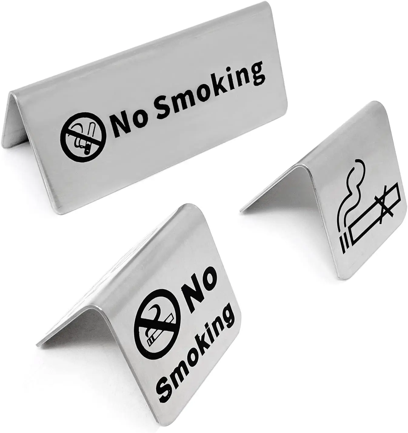No Smoking Table Sign Stainless Steel Desk Sign Indicator Double Side ...