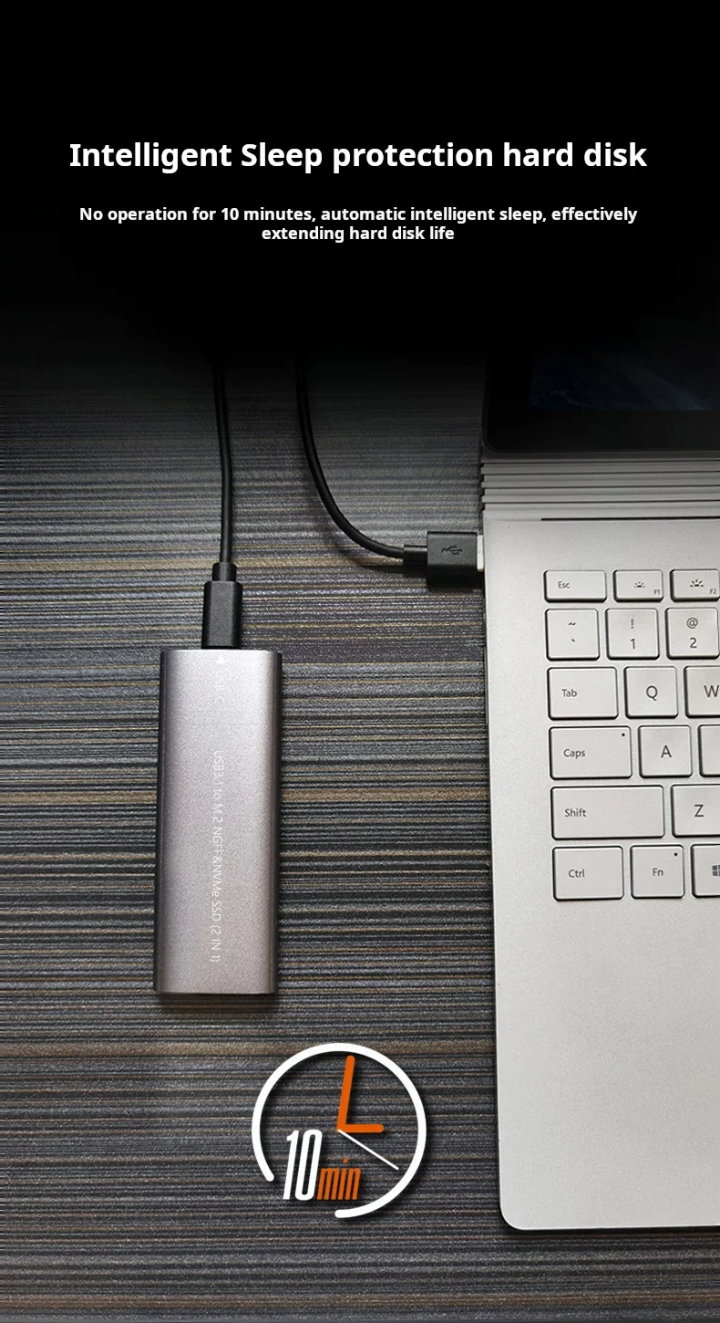 Aluminum Heat Cooling Case for M.2 SSD - 10gbps USB3.1