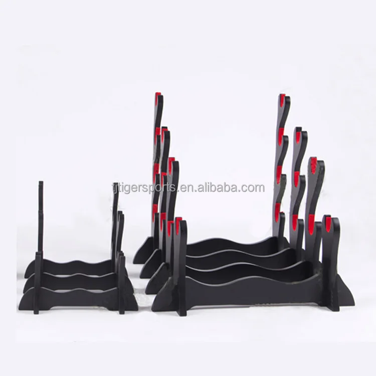 Japanese katana swords double one layer holder wooden display sword ...