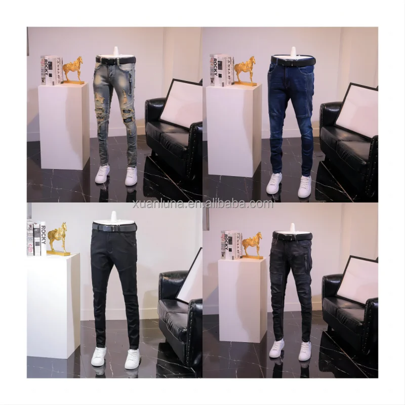 Fashion Hip Hop Streetwear Skinny Ripped Damage Trousers Scratch ...