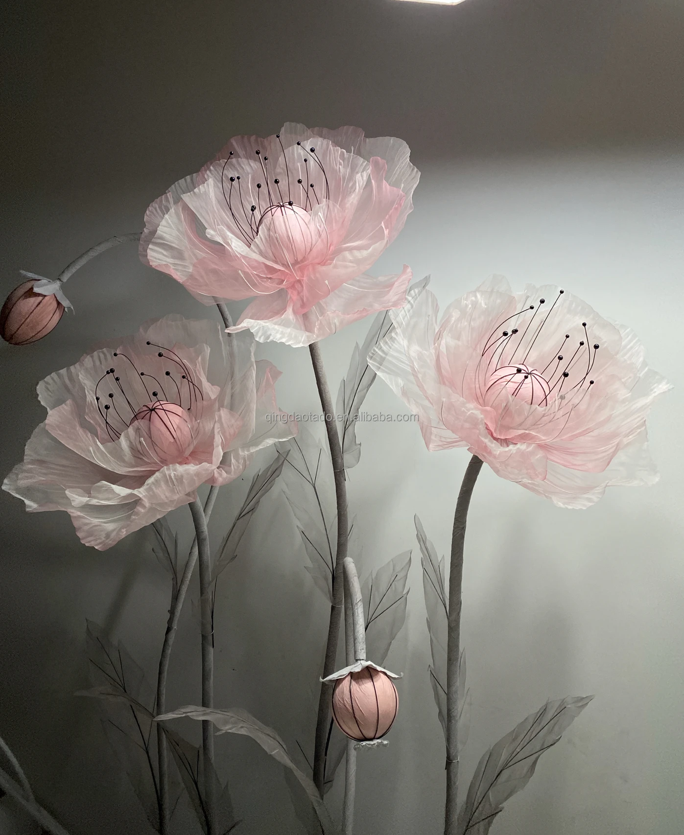Customized Organza Silk Paper Giant Flower Artificial Flower For Window ...