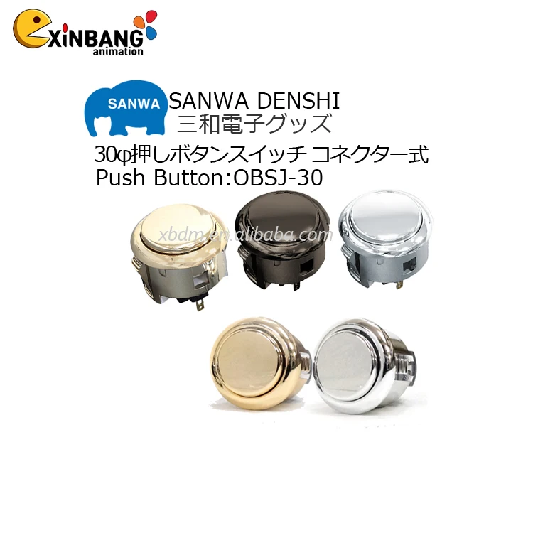 Japan Original Sanwa Button Obsf Obsj-30 Arcade Push Button Chrome ...