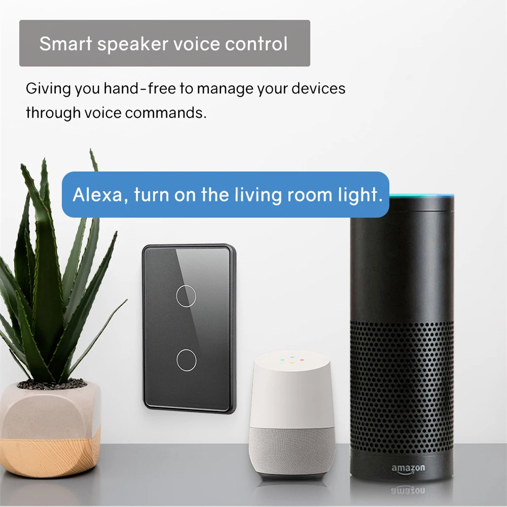 Tuya Smart Life 1/2/3/4 Gang Us Tempered Glass Panel Wall Switch Wi-fi ...