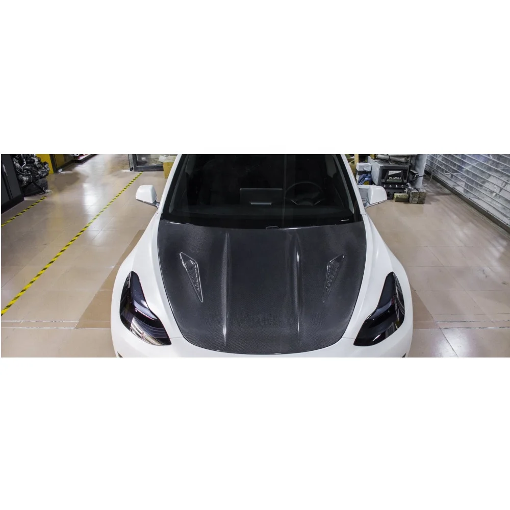 New V2 Style Carbon Fiber Front Hood Bonnet Fit For Tesla Model 3 19-23 ...
